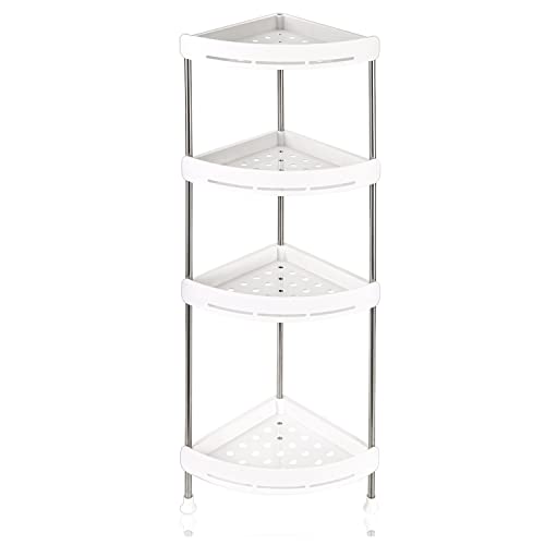 IYAR HOME 4 Tier Shower Caddy Organizer Shelf Corner Standing 12.99 x 9.45 x 32.68 Inches Shower Rack for Inside Shower & Kitchen Storage White