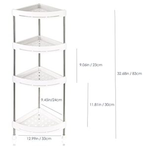 IYAR HOME 4 Tier Shower Caddy Organizer Shelf Corner Standing 12.99 x 9.45 x 32.68 Inches Shower Rack for Inside Shower & Kitchen Storage White