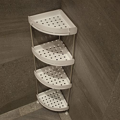 IYAR HOME 4 Tier Shower Caddy Organizer Shelf Corner Standing 12.99 x 9.45 x 32.68 Inches Shower Rack for Inside Shower & Kitchen Storage White