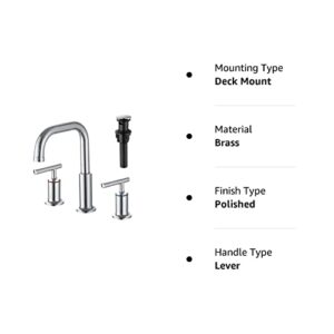 Bathroom Faucet, HOMELODY 2 Handles Bathroom Faucet Chrome, 8 inch Widespread Faucet for Bathroom Sink, 3 Hole Bathroom Sink Faucet Bath Sink Faucet with Pop Up Drain