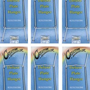 Creative Hobbies Deluxe Plate Display Hangers, Spring Style - Assembled & Ready to Use -Hold 10 to 14 Inch Plates- White Coated Wire Spring Type, Hanger Hooks & Nails Included -Pack of 6 Hangers