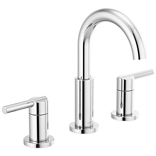 Delta Faucet Nicoli Widespread Bathroom Faucet, Chrome Bathroom Sink Faucet, Bathroom Faucet 3 Hole, Drain Assembly, Chrome 35749LF