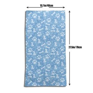 IconSymbol Dog Paw Print Puppy Bone Hot Hand Towel for Bathroom Kitchen Gym Washcloths Soft Highly Absorbent Multipurpose 27.5 X 15.7 Inch