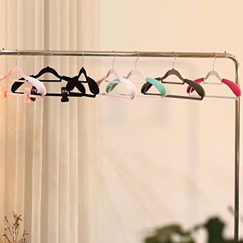 KADEA 5 Pairs of Velvet Hangers with Shoulder Form, Suitable for Velvet Hangers, Non-Slip (Please Note: Hangers are not Included.) (Black)