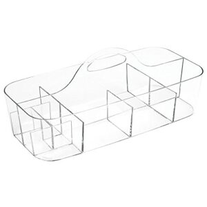 idesign clarity cosmetic organizer tote for vanity cabinet to hold makeup, beauty products - clear 14.5" x 7" x 5.75"