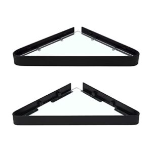 loread 2-layer glass corner shelf bathroom wall shelf, tempered glass bathroom floating shelves wall-mounted, shower storage organizer rack (black-triangle)