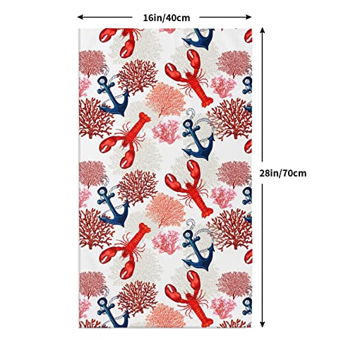 VunKo Lobster Anchor Corals Kitchen Dish Towel Soft Highly Absorbent Hand Towel Home Decorative Multipurpose for Bathroom Hotel Gym and Spa 15.7 x 27.5 Inches