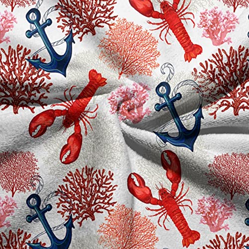 VunKo Lobster Anchor Corals Kitchen Dish Towel Soft Highly Absorbent Hand Towel Home Decorative Multipurpose for Bathroom Hotel Gym and Spa 15.7 x 27.5 Inches