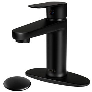 soka brass bathroom faucet matte black bathroom sink faucet black with pop-up sink drain stopper & deck plate 1 or 3 hole bathroom faucet single handle bathroom faucet single hole rv bathroom faucet