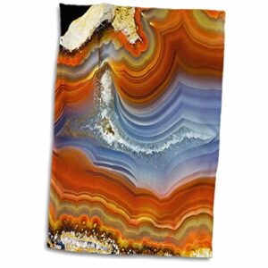 3d rose banded agate-quartzsite hand towel, 15" x 22", orange/blue