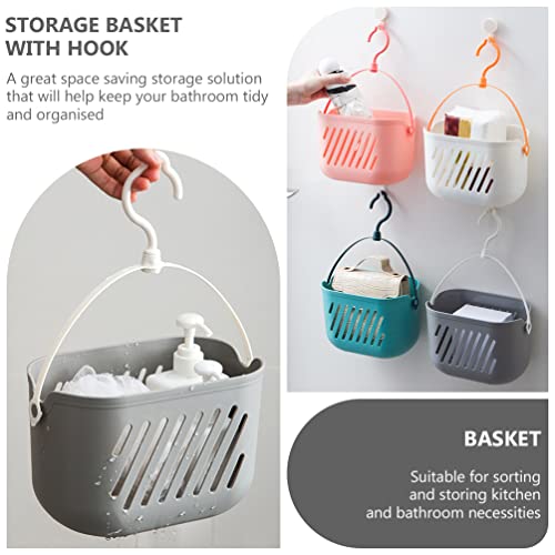 Angoily Hanging Shower Caddy Plastic Hanging Shower Caddy Basket Portable Kitchen Organizer Storage Basket with Hook for Home Grey