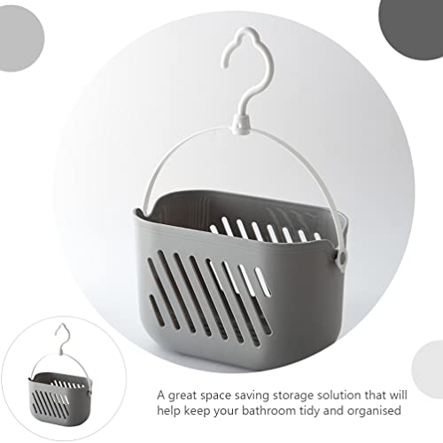 Angoily Hanging Shower Caddy Plastic Hanging Shower Caddy Basket Portable Kitchen Organizer Storage Basket with Hook for Home Grey