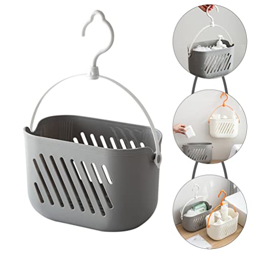 Angoily Hanging Shower Caddy Plastic Hanging Shower Caddy Basket Portable Kitchen Organizer Storage Basket with Hook for Home Grey