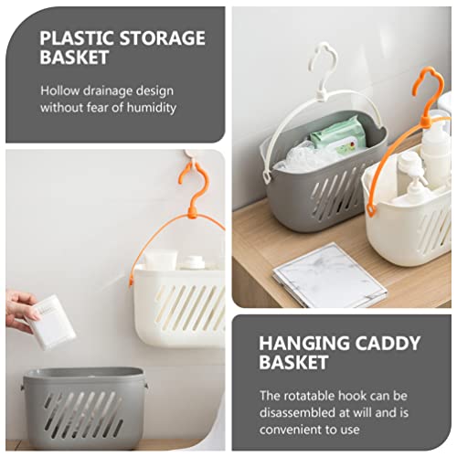 Angoily Hanging Shower Caddy Plastic Hanging Shower Caddy Basket Portable Kitchen Organizer Storage Basket with Hook for Home Grey