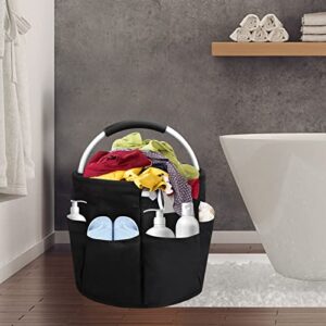 Black Shower Caddy Portable with 8 Pockets,Large Capacity Travel Shower Caddy Bag for Bathroom College Dorm Room Beach