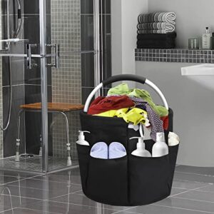 Black Shower Caddy Portable with 8 Pockets,Large Capacity Travel Shower Caddy Bag for Bathroom College Dorm Room Beach