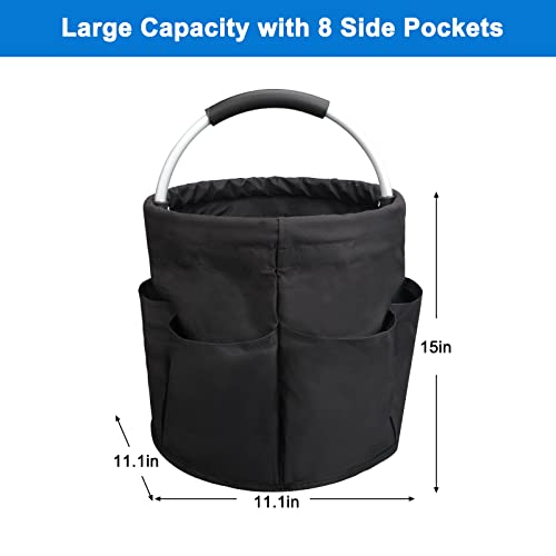 Black Shower Caddy Portable with 8 Pockets,Large Capacity Travel Shower Caddy Bag for Bathroom College Dorm Room Beach