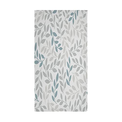 Gray and Blue Leaves Branches Hand Towels Bathroom Bath Towel Set of 2 Soft Absorbent Washcloths Thin Guest Face Towels Decorative for Beach Gym Hotel Yoga Home Decor Kitchen Dish Towel 15x30 Inch