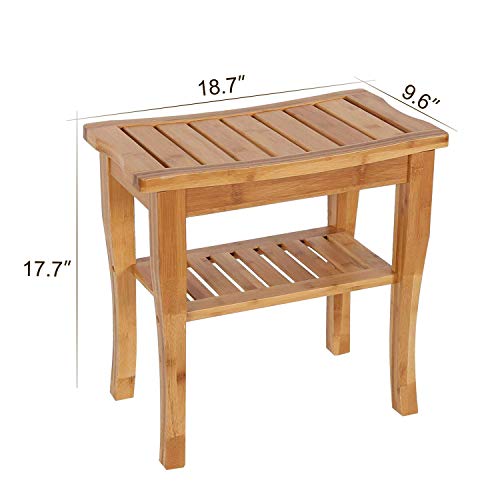 kinsuite Bamboo Shower Bench and Bath Chair Seat Corner Shower Stool for Indoor & Outdoor