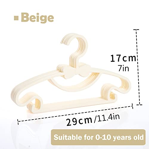 XIANGBINXUAN Kids Hangers Plastic Hanger, Lightweight Dress Hanger with Hook Cute Bow Space Saving Clothes Hanger Strong Durable - Great As Toddler or Infant Clothes Hangers (Beige 30pcs)