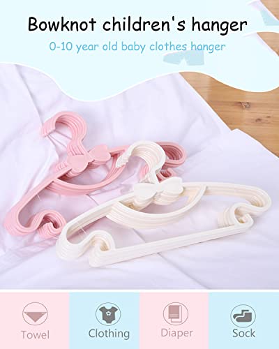 XIANGBINXUAN Kids Hangers Plastic Hanger, Lightweight Dress Hanger with Hook Cute Bow Space Saving Clothes Hanger Strong Durable - Great As Toddler or Infant Clothes Hangers (Beige 30pcs)