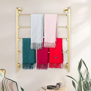 5 Tier Retail Display Tie & Scarf Rack,Towel & Belt &Ribbon Organizer Rack Hanging Bar,Wall Mount Tie Rack Scarves Rack, Towel Rack, Pants Belt Rack, Necktie Holder, for Home Clothing Retail Store