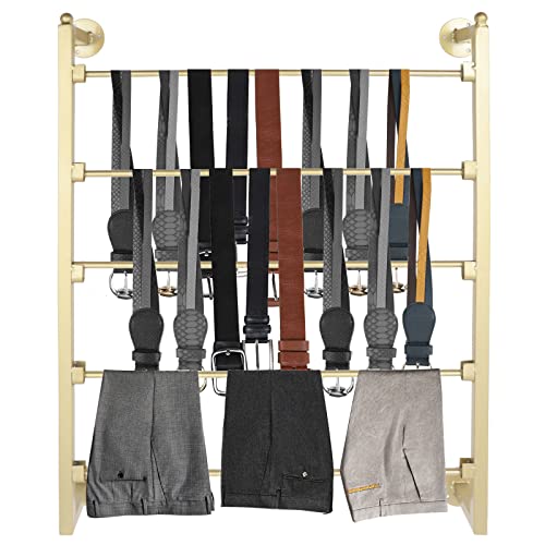 5 Tier Retail Display Tie & Scarf Rack,Towel & Belt &Ribbon Organizer Rack Hanging Bar,Wall Mount Tie Rack Scarves Rack, Towel Rack, Pants Belt Rack, Necktie Holder, for Home Clothing Retail Store