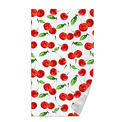 Dujiea Sweet Red Cherry Kitchen Dish Towel Soft Highly Absorbent Hand Towel Home Decorative Multipurpose for Bathroom Hotel Gym and Spa 15 X 27 Inches