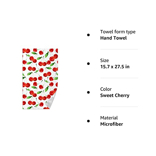 Dujiea Sweet Red Cherry Kitchen Dish Towel Soft Highly Absorbent Hand Towel Home Decorative Multipurpose for Bathroom Hotel Gym and Spa 15 X 27 Inches