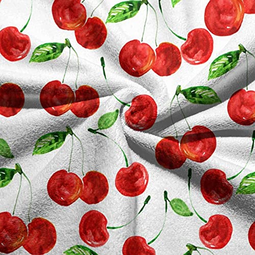 Dujiea Sweet Red Cherry Kitchen Dish Towel Soft Highly Absorbent Hand Towel Home Decorative Multipurpose for Bathroom Hotel Gym and Spa 15 X 27 Inches