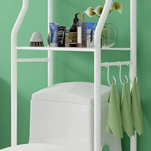 JOCHER 3-Tier Over The Toilet Storage Rack, Multifunctional Bathroom Organizer Over Toilet Shelf,Stable Freestanding Toilet Rack Storage Shelves, Space Saver,Metal,19.7" W x 9.85" D x 60" H(White)