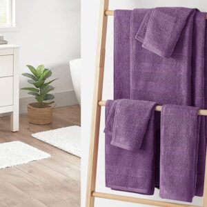 CANNON Shear Bliss Quick Dry 100% Cotton Hand Towels (16" L x 26" W), Slim Lightweight Design, Textured Dual Weave, Low Lint Absorbent (2 Pack, Plum)…