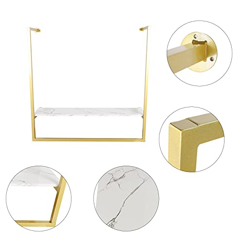 Wall Mounted Clothes Rack Clothing Store Garment Rack Clothing Racks for Hanging Clothes Rail Closet Clothes Hanger Rack Metal Storage Display Rack Simple Clothing Rack Gold (U-Shaped+Board)