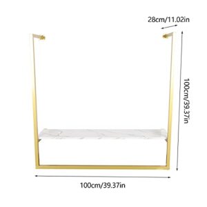 Wall Mounted Clothes Rack Clothing Store Garment Rack Clothing Racks for Hanging Clothes Rail Closet Clothes Hanger Rack Metal Storage Display Rack Simple Clothing Rack Gold (U-Shaped+Board)