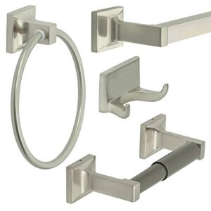 bennington redwood series 4 piece bath hardware bathroom accessory set, brushed nickel