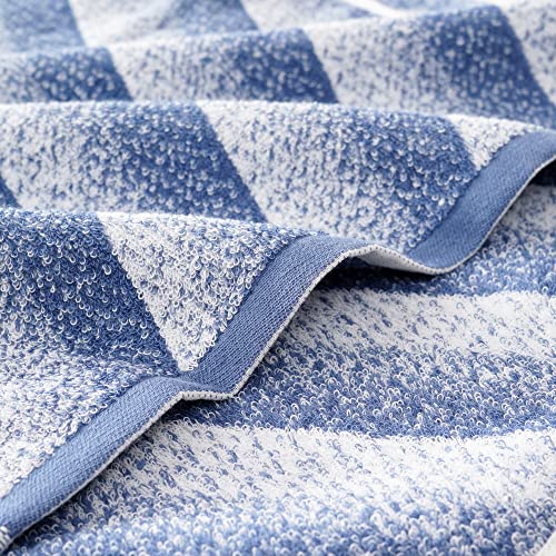 YiLUOMO Diagonal Striped Pattern Hand Towels Set of 2 Blue Color Fade Design 100% Cotton Absorbent Soft Towel for Bathroom 13 x 29 Inch