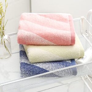 YiLUOMO Diagonal Striped Pattern Hand Towels Set of 2 Blue Color Fade Design 100% Cotton Absorbent Soft Towel for Bathroom 13 x 29 Inch