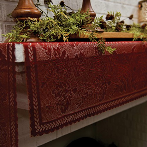 Heritage Lace Dark Paprika Oak Leaf Mantle Scarf, Standard