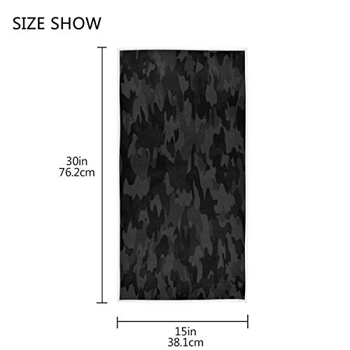 Blueangle Camo Hand Towel Black Camouflage Towels Soft Highly Absorbent Towel Bath Decor for Bathroom Gym Spa, 30x15 inch