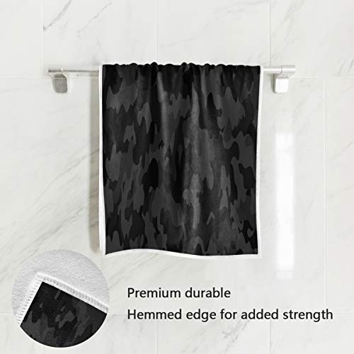 Blueangle Camo Hand Towel Black Camouflage Towels Soft Highly Absorbent Towel Bath Decor for Bathroom Gym Spa, 30x15 inch