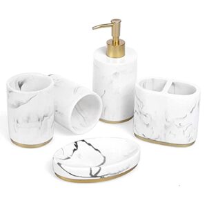 Set of 2, Bathroom Accessories Set，Marble Look Bathroom Sets for Counter Top Restroom Apartment Decor Stuff, Imitated Resin Kits, Gift for Women and Men