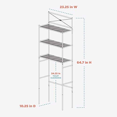 Zenna Home Over the Toilet Storage, Metal Bathroom Spacesaver with 3 Shelves, Cross-Style Storage Cabinet, Easy Assembly, Oil Rubbed Bronze