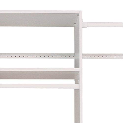 Easy Track OK1460 Deluxe Starter Closet Storage Wall Mounted Wardrobe Organizer System Kit with Shelves and Rods in White for Bedroom with Hardware