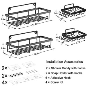 Latysun Shower Caddy,Shower Shelves [4-Pack],Adhesive Shower Organizer No Drilling,Large Capacity,Stainless Steel Bathroom Shower Organizer Basket,Shower Shelf for Inside Shower