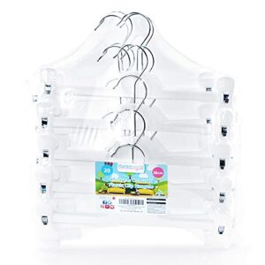 hangerworld plastic white kids pants hangers with clips (20 pack) 11inch wide childrens hanger for skirts, slacks and bottoms