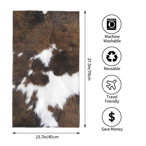 VARUN Long Hand Towels Abstract Cow Skin Ultra Soft Towel Farm Animal Creative Art Print Absorbent Luxury Towels for Bathroom Hotel Gym and Spa 27.5x15.7in