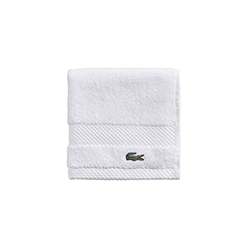 Lacoste Heritage Supima Cotton Wash Cloth, White, 13" x 13"