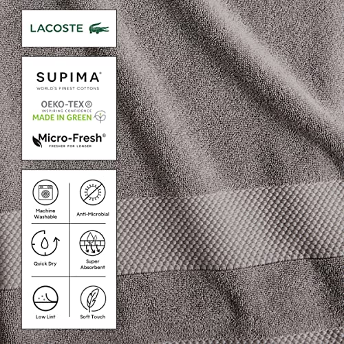 Lacoste Heritage Supima Cotton Wash Cloth, White, 13" x 13"