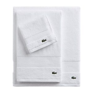 Lacoste Heritage Supima Cotton Wash Cloth, White, 13" x 13"