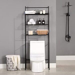 mallboo toilet storage rack, 3 -tier over-the-toilet bathroom spacesaver - easy to assemble,9.5" d x 26.7" w x 64.4" h(black)